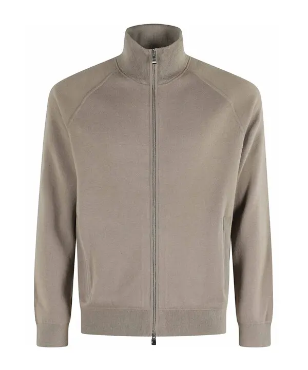 Hugo Boss Zip-up High Neck Cardigan - Nude