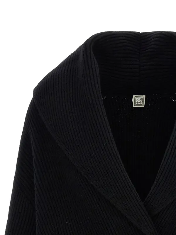 TOTEME Double-breasted Ribbed Cardigan - Black