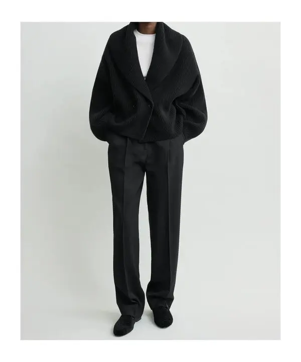 TOTEME Double-breasted Ribbed Cardigan - Black