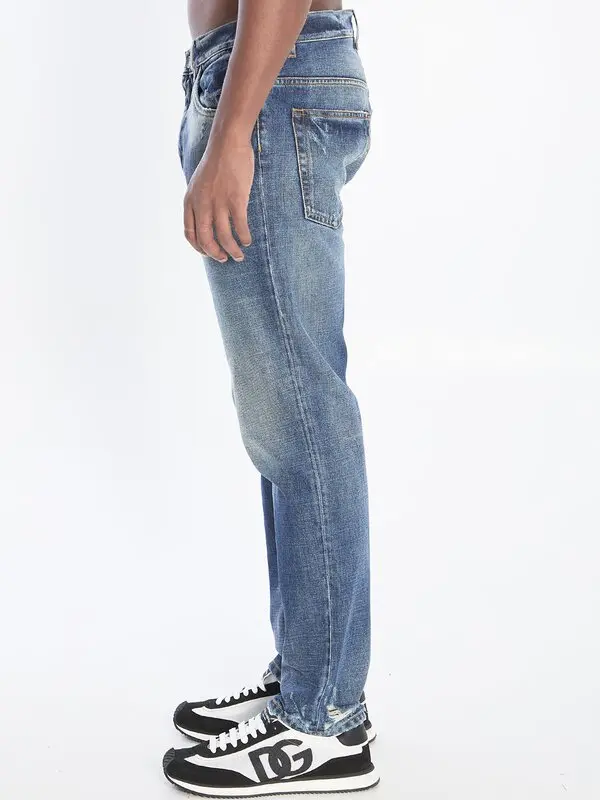 Dolce & Gabbana Faded Effect Logo Plaque Jeans - Gray