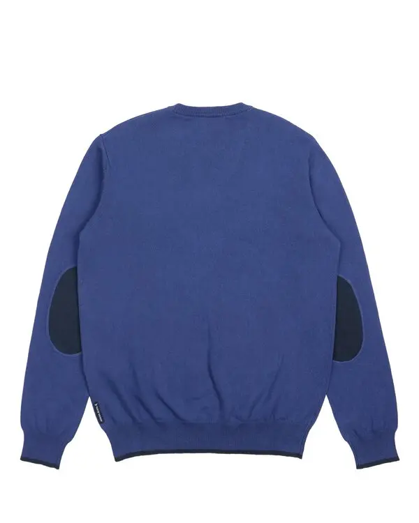 Emporio Armani V-neck Pullover With Logo And Ribbed Hem - Blue