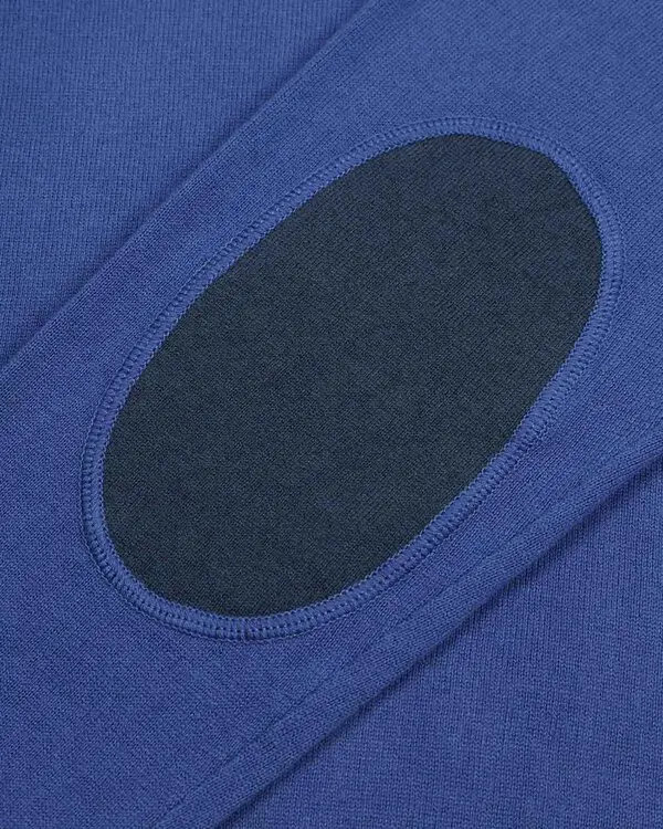 Emporio Armani V-neck Pullover With Logo And Ribbed Hem - Blue
