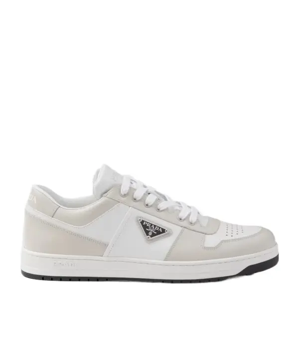Prada Downtown Leather Sneakers - White/grey