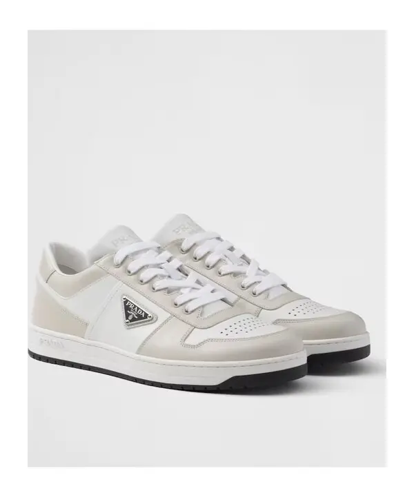Prada Downtown Leather Sneakers - White/grey