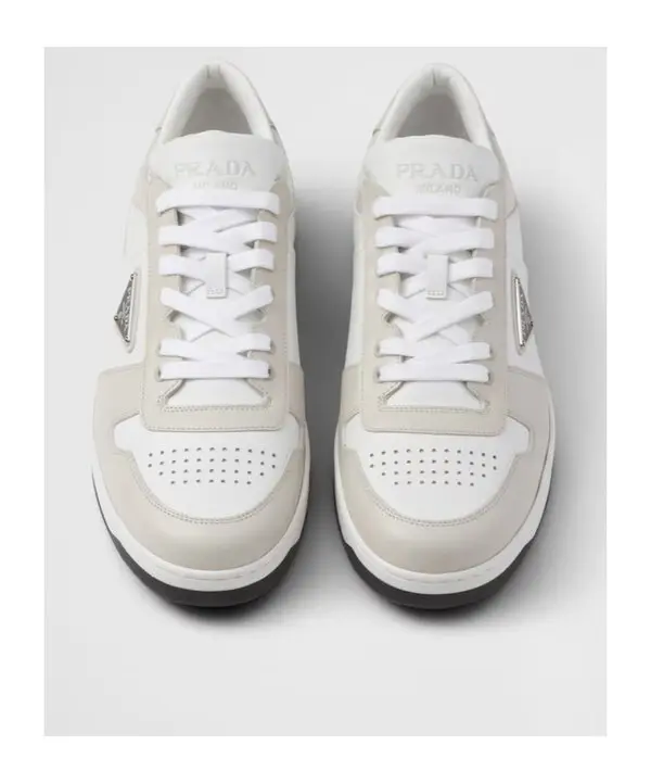 Prada Downtown Leather Sneakers - White/grey