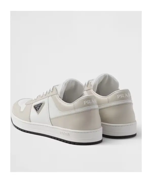 Prada Downtown Leather Sneakers - White/grey