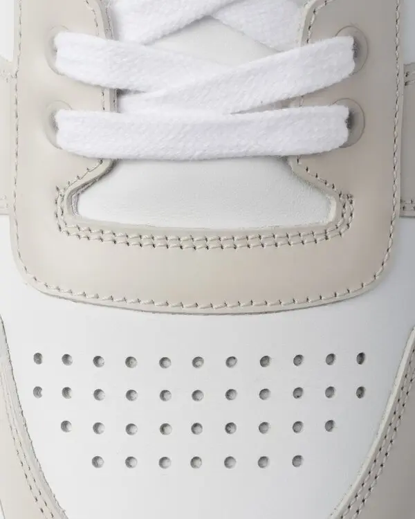Prada Downtown Leather Sneakers - White/grey