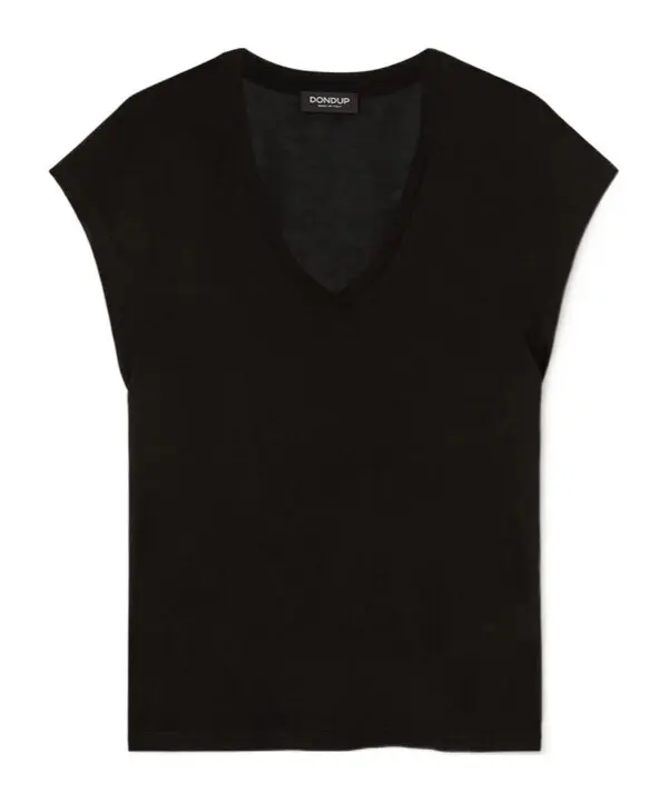 DONDUP V-neck Cotton T-shirt - Black