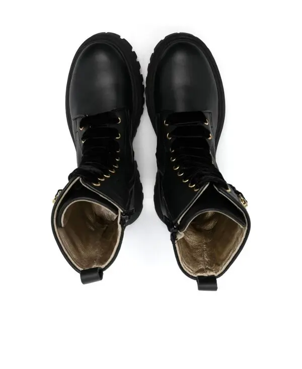 Monnalisa Logo-trim Lace-up Combat Boots