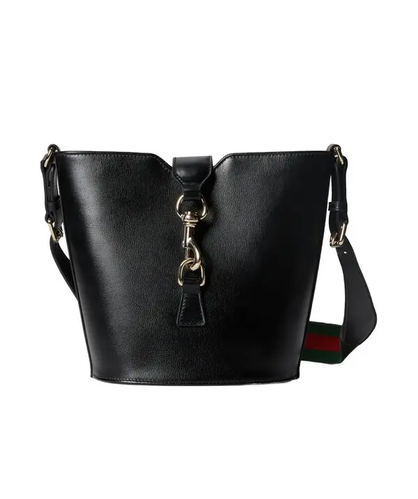 Gucci Mini Bucket Bag With Striped Strap - Black