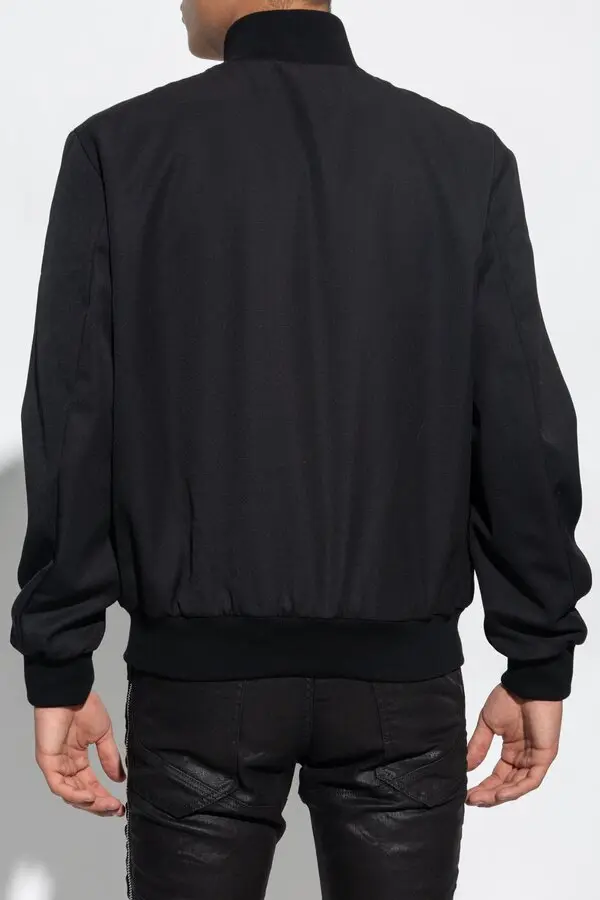Dsquared2 Logo Embroidered Zip-up Bomber Jacket - Black
