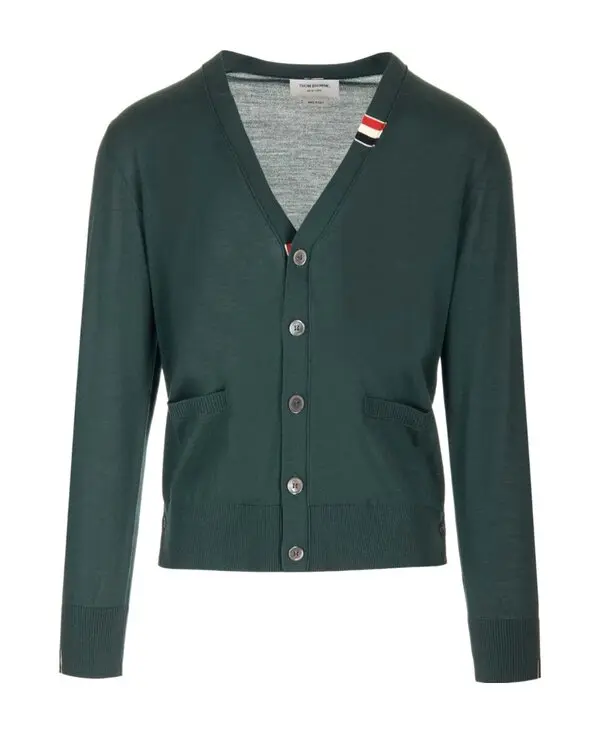 Thom Browne V-neck Long-sleeve Knitted Cardigan - Green