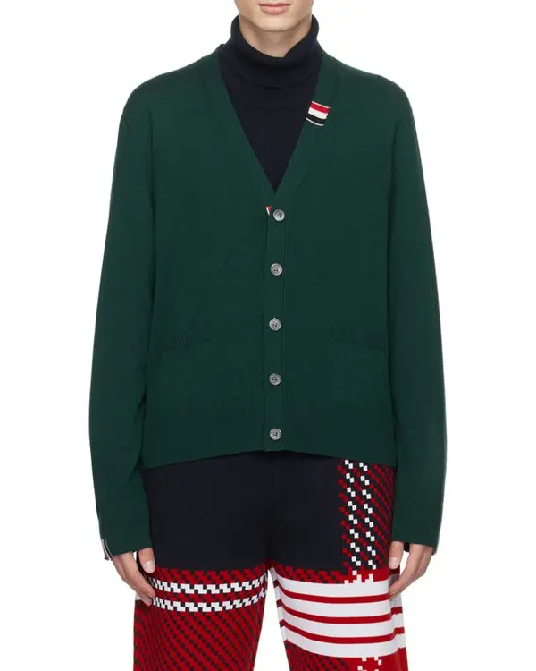 Thom Browne V-neck Long-sleeve Knitted Cardigan - Green