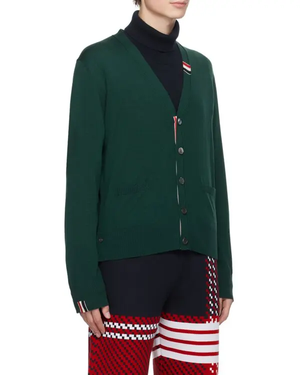 Thom Browne V-neck Long-sleeve Knitted Cardigan - Green