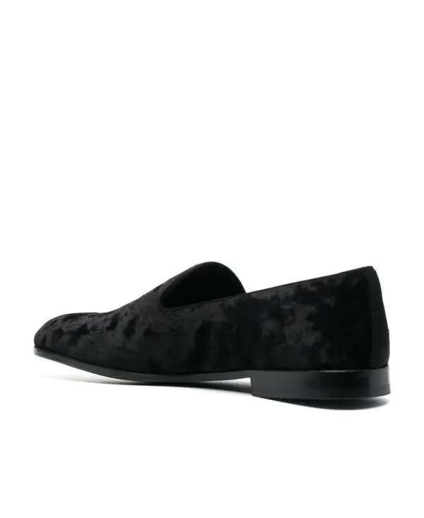 Dolce & Gabbana Velvet Round-toe Loafers - Black