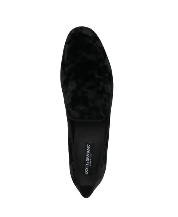 Dolce & Gabbana Velvet Round-toe Loafers - Black