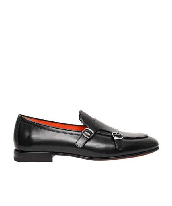 Santoni Double Monk Strap Shoes - Black