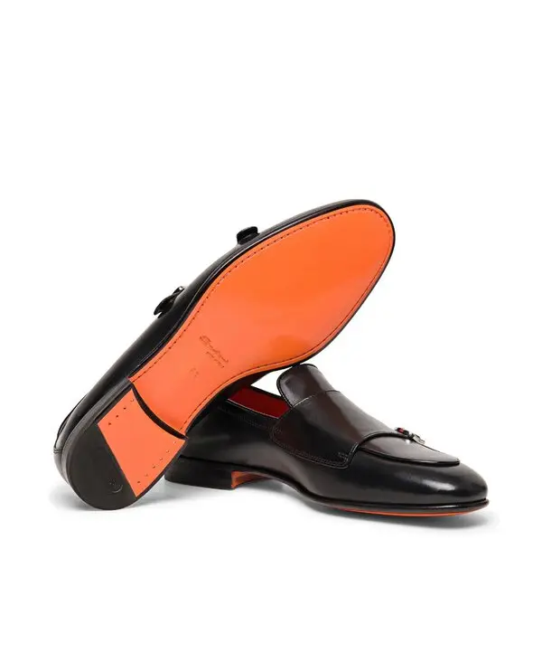Santoni Double Monk Strap Shoes - Black