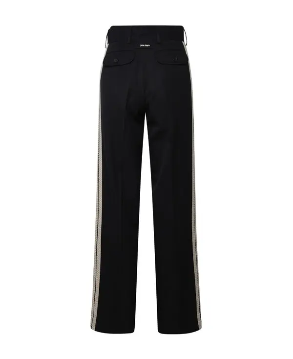 Palm Angels Side Stripe Detailed Straight Leg Trousers - Black