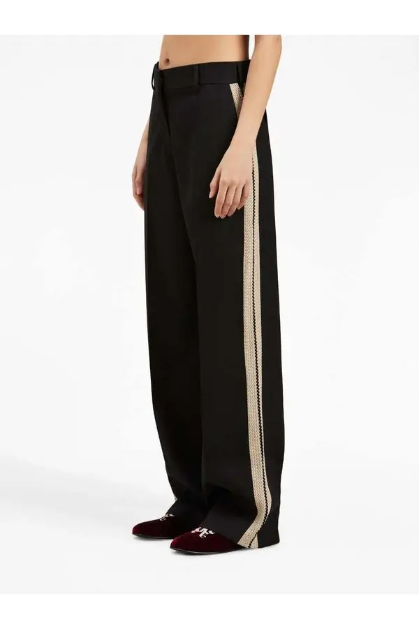 Palm Angels Side Stripe Detailed Straight Leg Trousers - Black