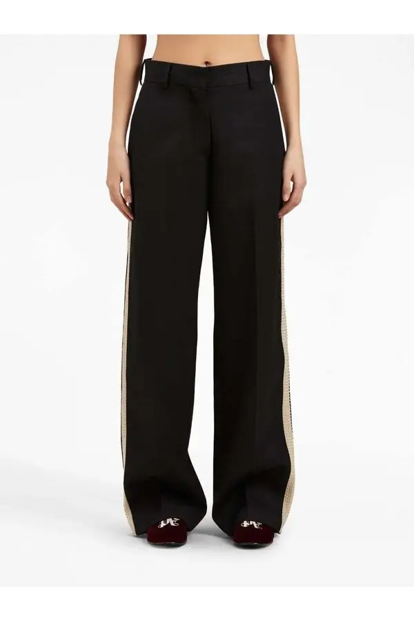 Palm Angels Side Stripe Detailed Straight Leg Trousers - Black