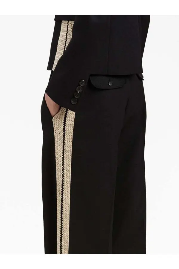 Palm Angels Side Stripe Detailed Straight Leg Trousers - Black