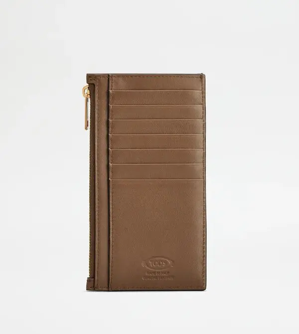 TOD'S Zip Card Holder - Brown