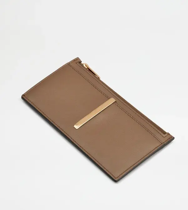 TOD'S Zip Card Holder - Brown
