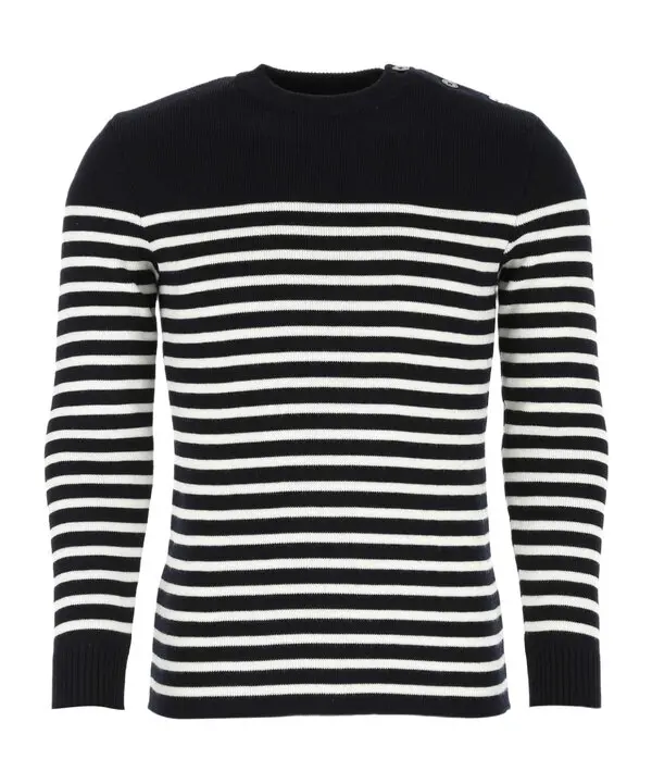 Saint James Striped Pattern Sweater - Black