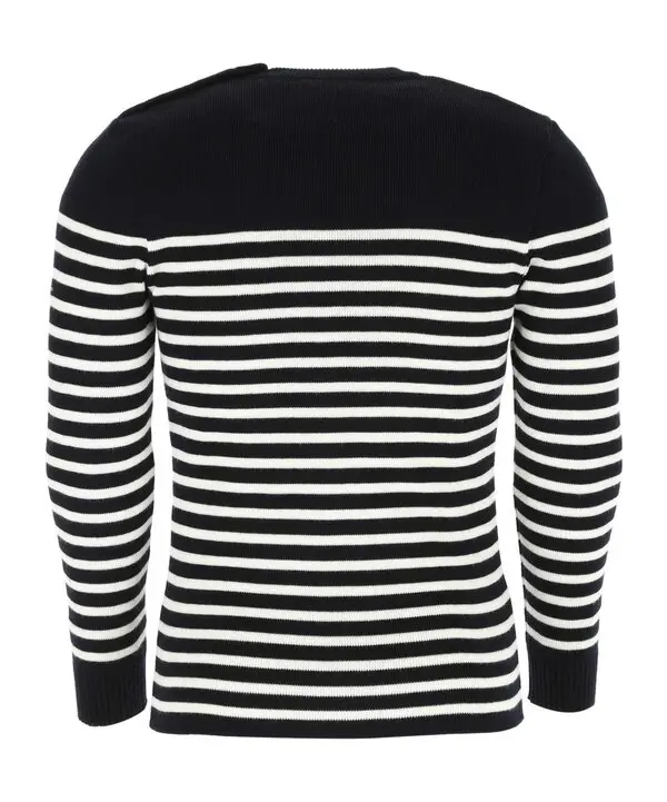 Saint James Striped Pattern Sweater - Black