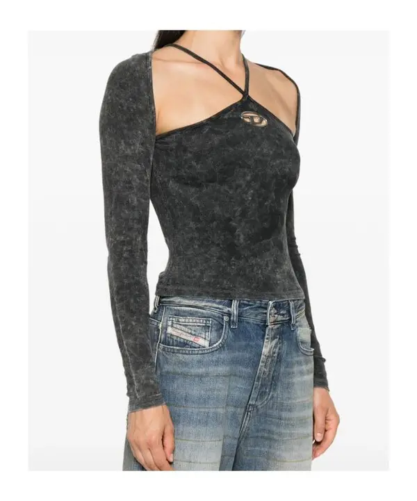 DIESEL® Ribbed Knit Logo Plaque Top