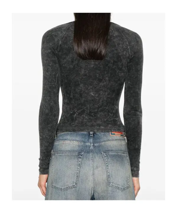 DIESEL® Ribbed Knit Logo Plaque Top