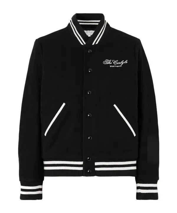 SPORTY  RICH Sporty & Rich Embroidered Wool Blend Baseball Jacket