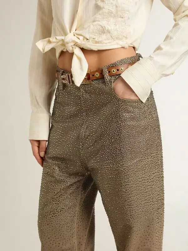 GOLDEN GOOSE Embellished Straight-leg Trousers - Brown