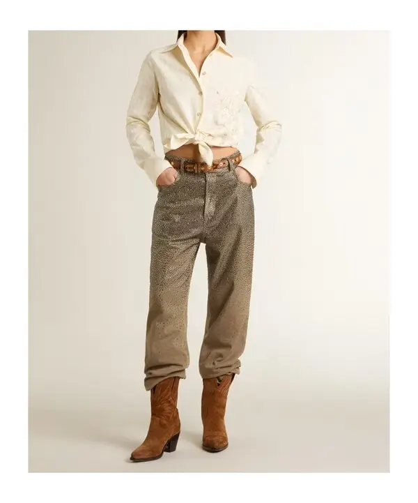 GOLDEN GOOSE Embellished Straight-leg Trousers - Brown