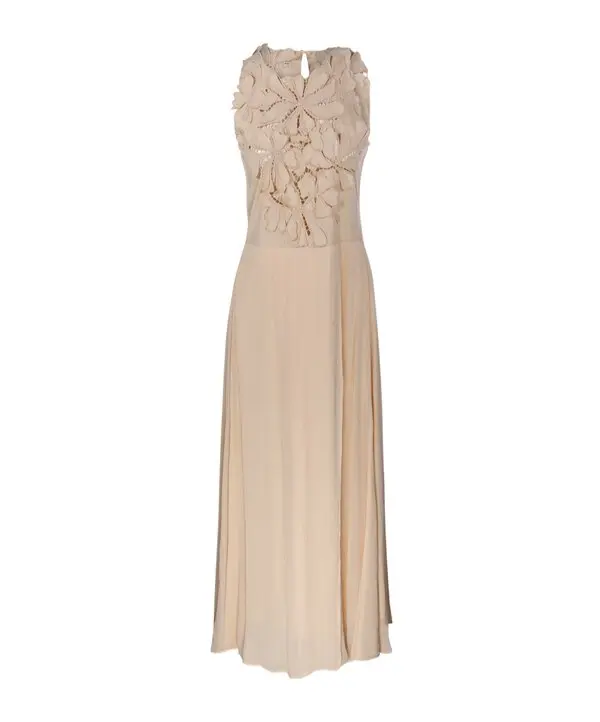 FORTE_FORTE Floral Appliqué Maxi Dress - Cipria