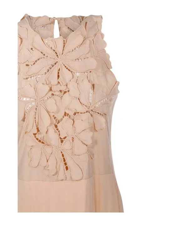 FORTE_FORTE Floral Appliqué Maxi Dress - Cipria
