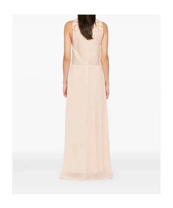 FORTE_FORTE Floral Appliqué Maxi Dress - Cipria