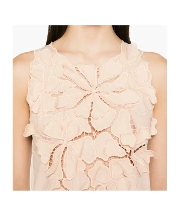 FORTE_FORTE Floral Appliqué Maxi Dress - Cipria