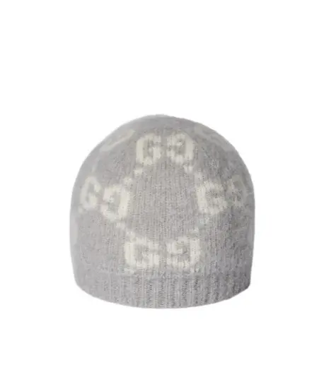 Gucci Gg Alpaca Blend Hat - Light Gray And White
