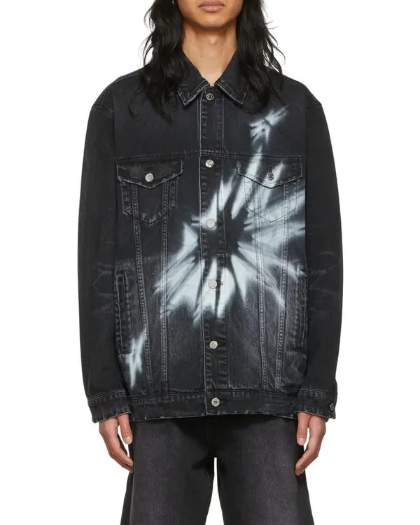 We11Done Printed Denim Jacket - Black