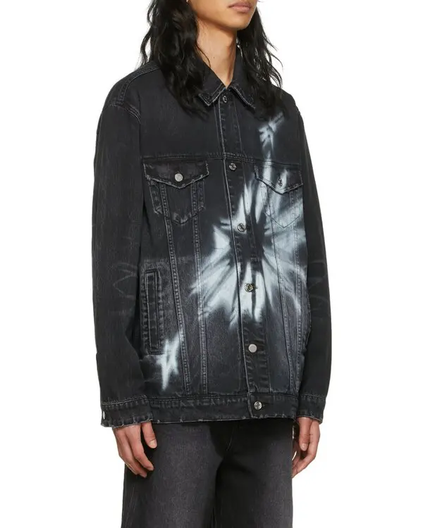 We11Done Printed Denim Jacket - Black