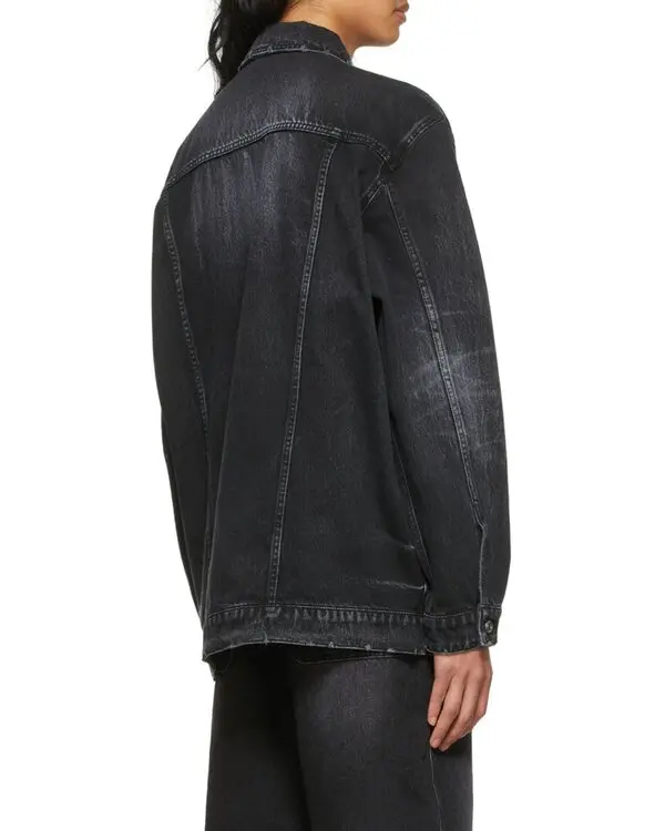 We11Done Printed Denim Jacket - Black