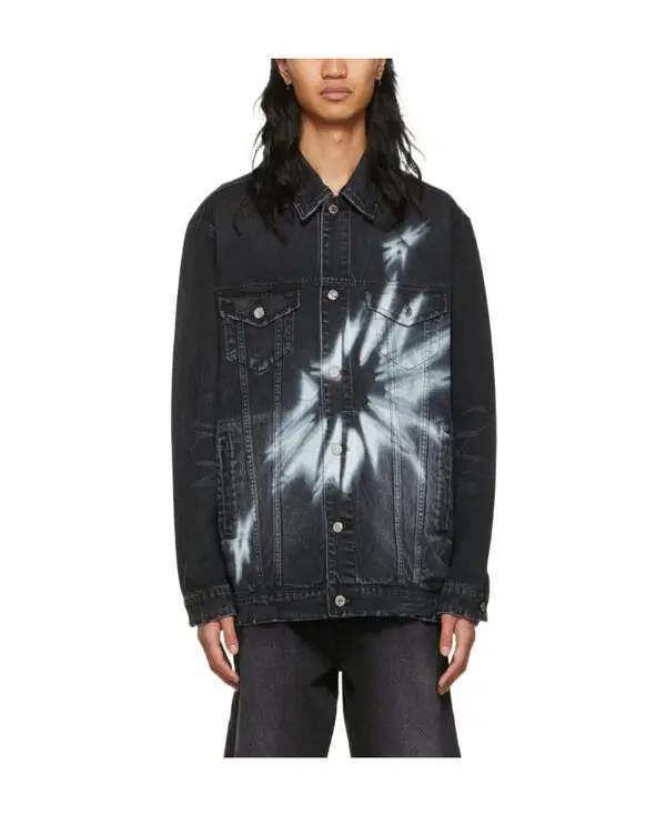 We11Done Printed Denim Jacket - Black