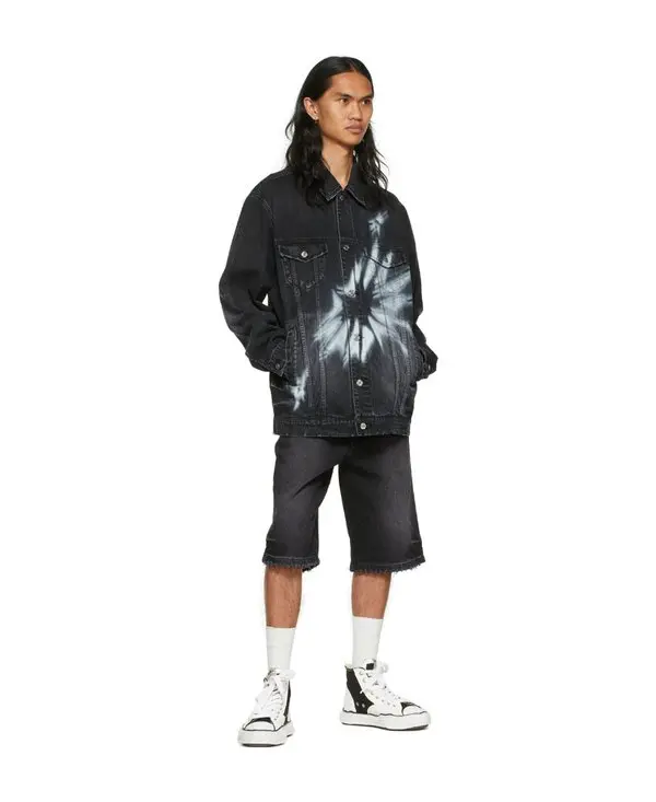 We11Done Printed Denim Jacket - Black