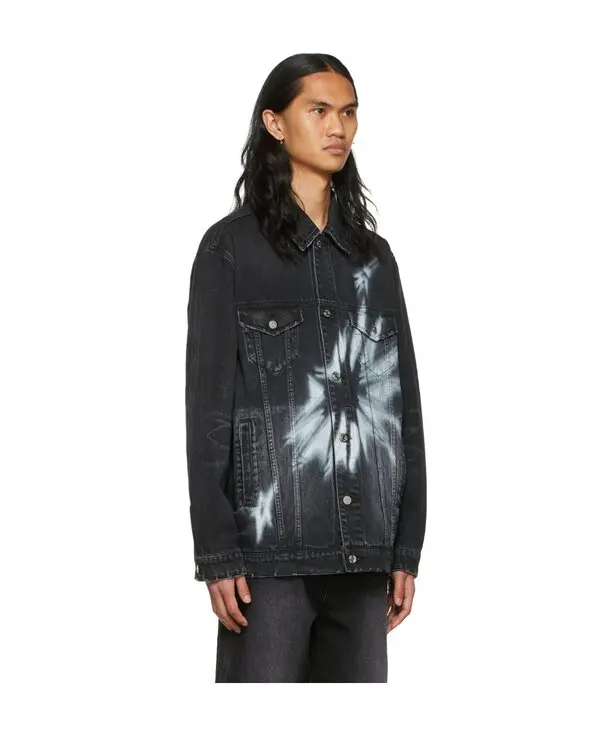 We11Done Printed Denim Jacket - Black
