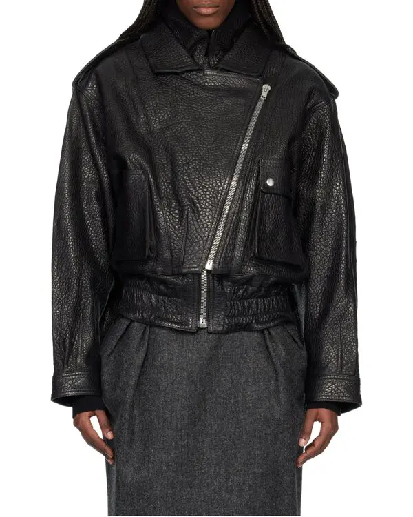 Isabel Marant Étoile Aneli Cropped Leather Jacket - Black