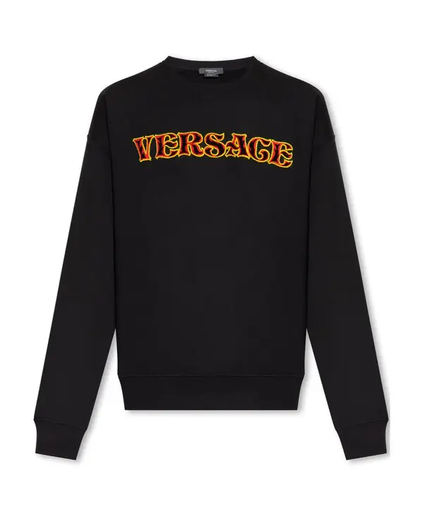 Versace Logo Embroidered Crewneck Sweatshirt