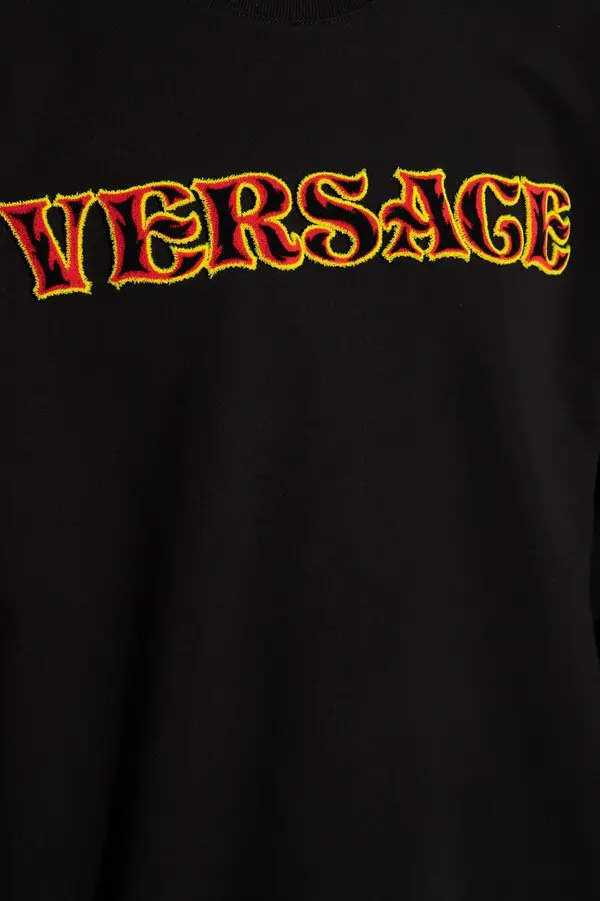 Versace Logo Embroidered Crewneck Sweatshirt