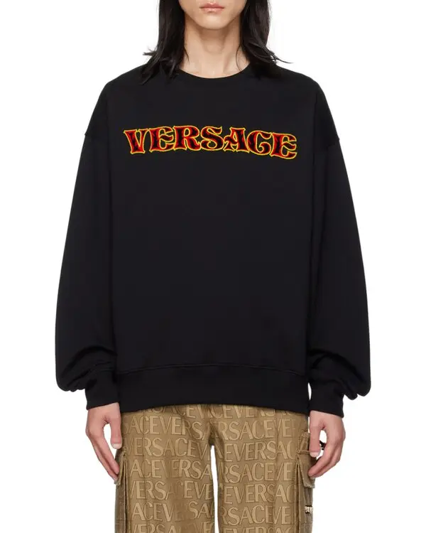 Versace Logo Embroidered Crewneck Sweatshirt
